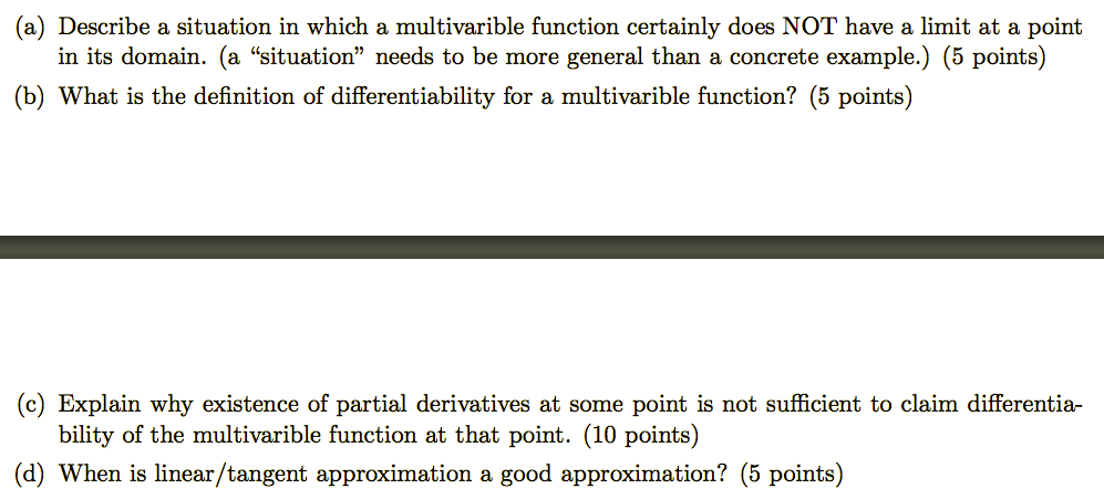 Solved Describe a situation in which a multivarible function | Chegg.com