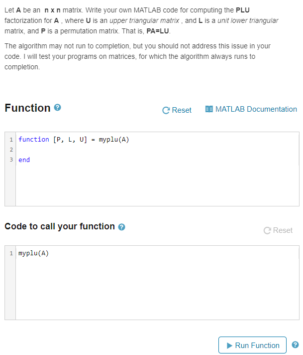 Solved Let A be an n×n matrix. Write your own MATLAB code | Chegg.com