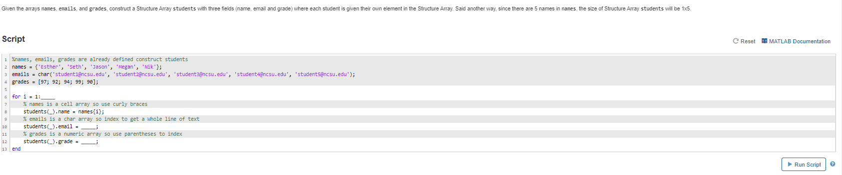 Solved Given the arrays names, emails, and grades, construct | Chegg.com Solved Given the arrays names, emails, and grades, construct | Chegg.com