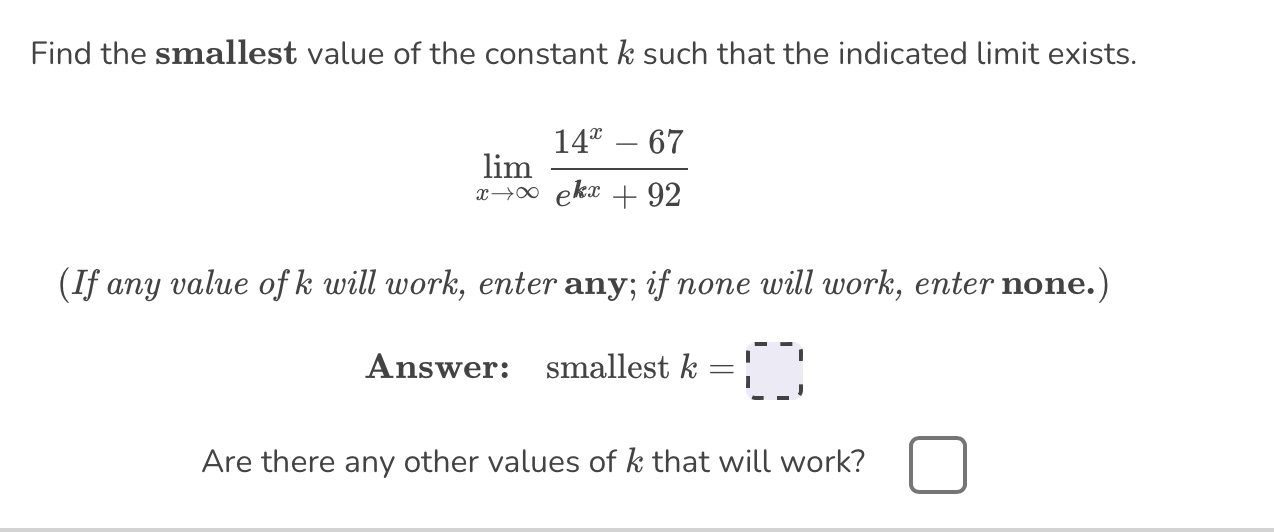 Solved Find the smallest value of the constant k ﻿such that | Chegg.com