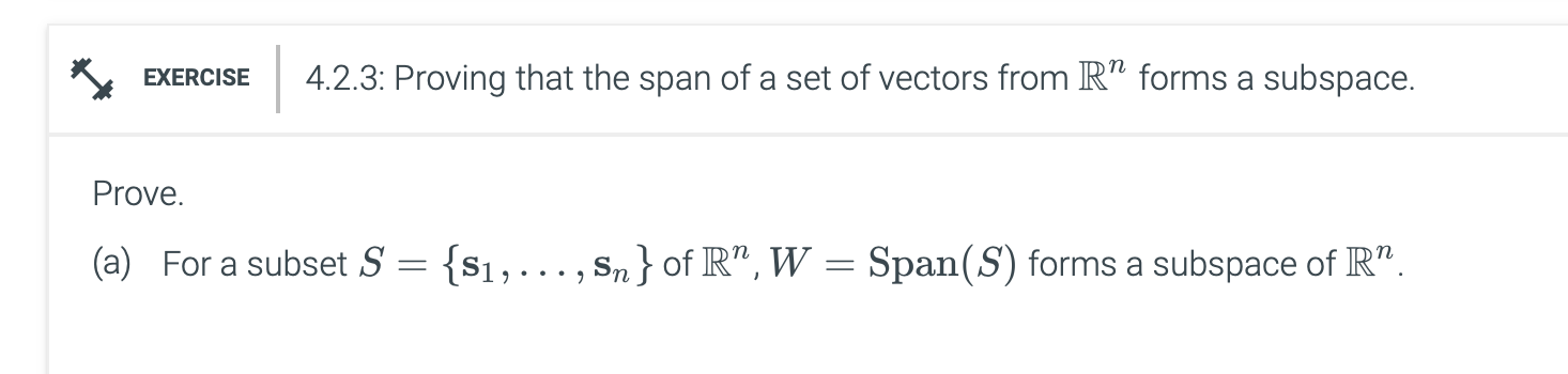Solved 4.2.3: Proving that the span of a set of vectors from | Chegg.com