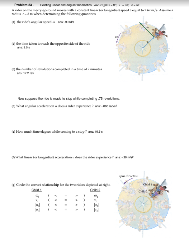 Solved Problem #3 - ﻿Relating Linear and Angular Kinematics | Chegg.com