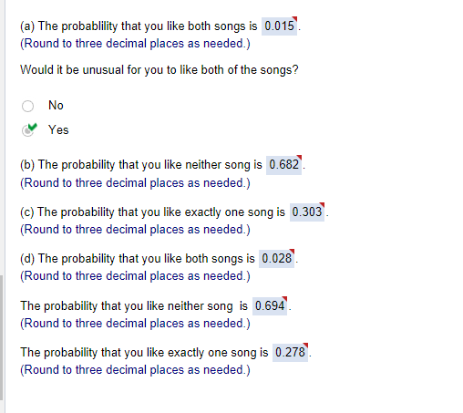 Solved two songs played (a) You like both of them. Would | Chegg.com