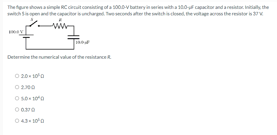 Solved The figure shows a simple RC circuit consisting of a | Chegg.com