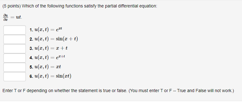 Solved (5 points) Which of the following functions satisfy | Chegg.com