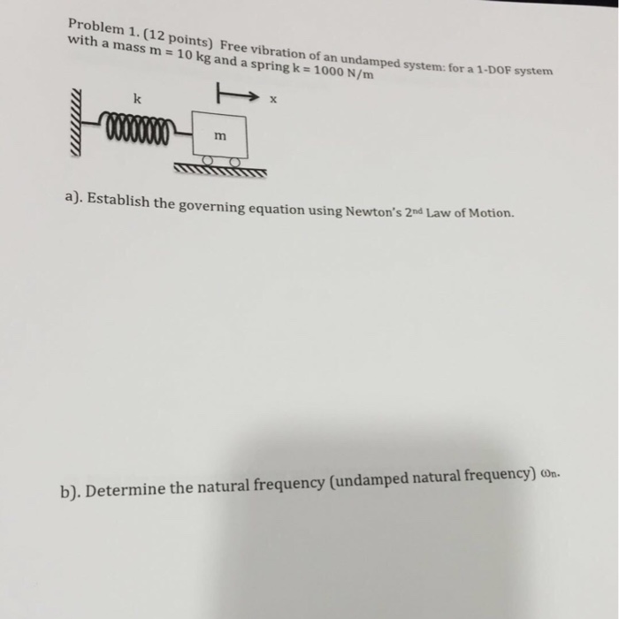 Solved with 1. (12 Free vibration of an undamped system: for | Chegg.com