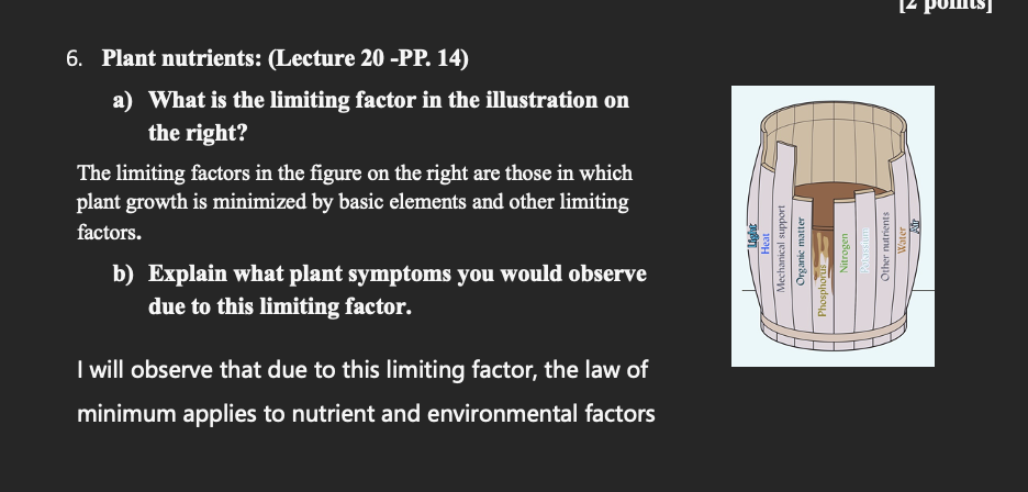 Solved Plant nutrients: (Lecture 20 -PP. 14)a) ﻿What is the | Chegg.com