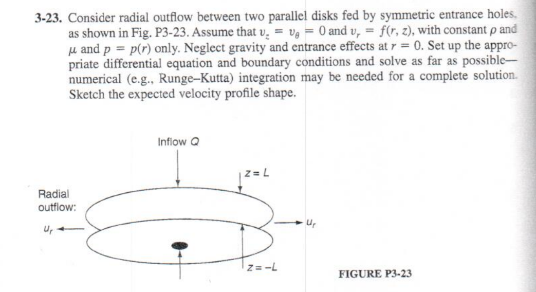 Solved 3-23. Consider radial outflow between two parallel | Chegg.com