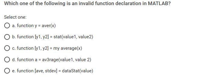 Solved Which one of the following is an invalid function | Chegg.com