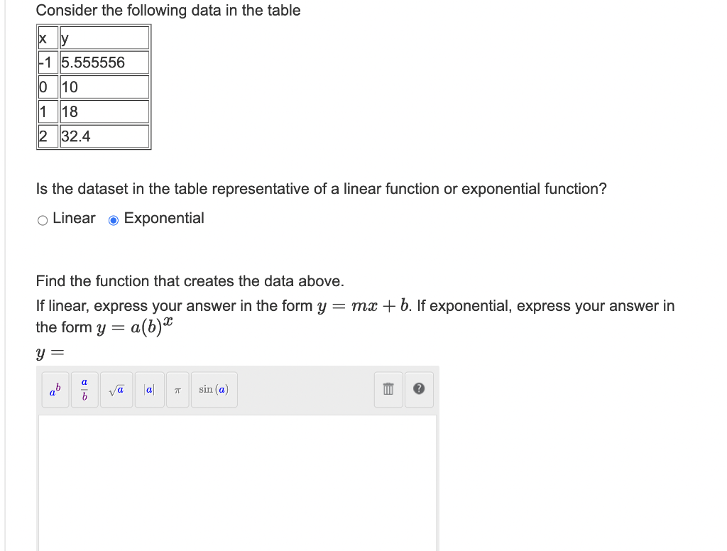 Solved Consider the following data in the table Is the | Chegg.com
