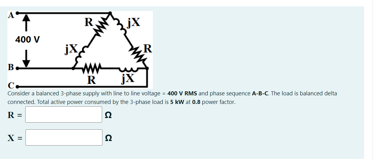 Solved A R jX 400 V jX R B ww R jX С Consider a balanced | Chegg.com