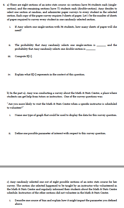 a) There are eight sections of an intro stats course | Chegg.com