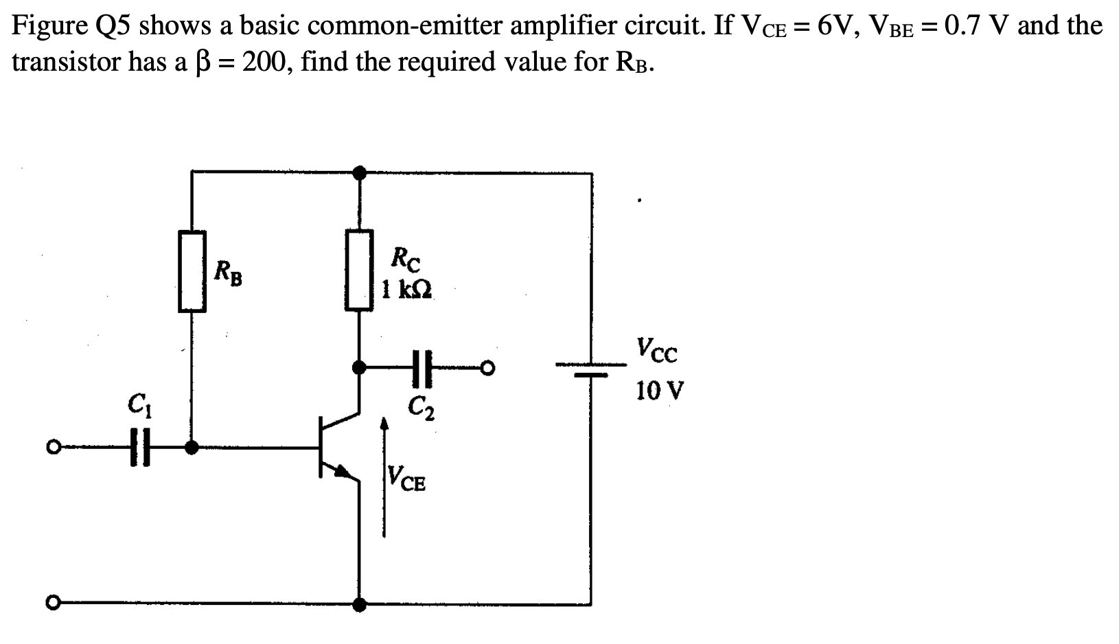 Solved Figure Q5 shows a basic common-emitter amplifier | Chegg.com