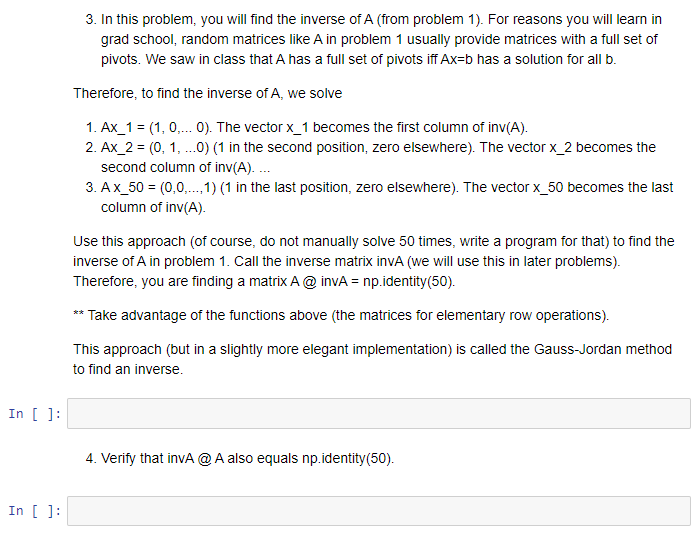 Solved 3. In this problem, you will find the inverse of A | Chegg.com