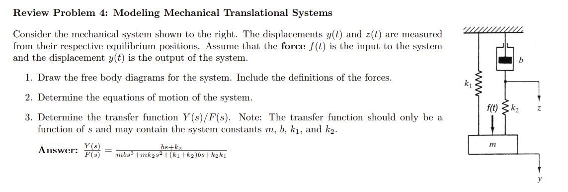 Solved Review Problem 4: Modeling Mechanical Translational | Chegg.com