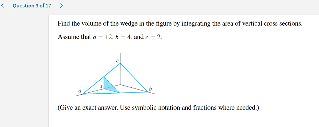 Solved Find the volume of the wedge in the figure by | Chegg.com