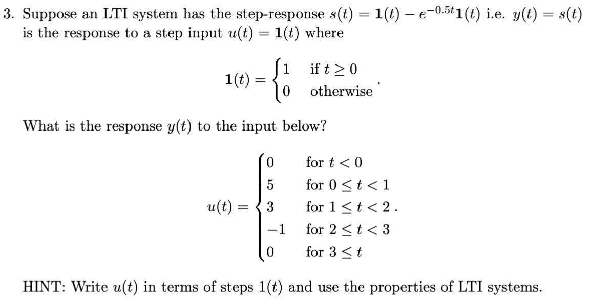 Solved 3. Suppose an LTI system has the step-response | Chegg.com