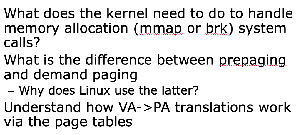 Solved What does the kernel need to do to handle memory | Chegg.com