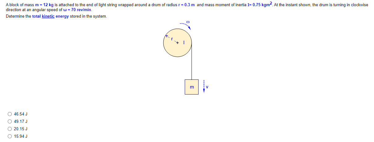Solved A block of mass m= 12 kg is attached to the end of | Chegg.com