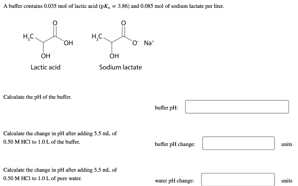 Solved A buffer contains 0.035 mol of lactic acid (pK₁ = | Chegg.com