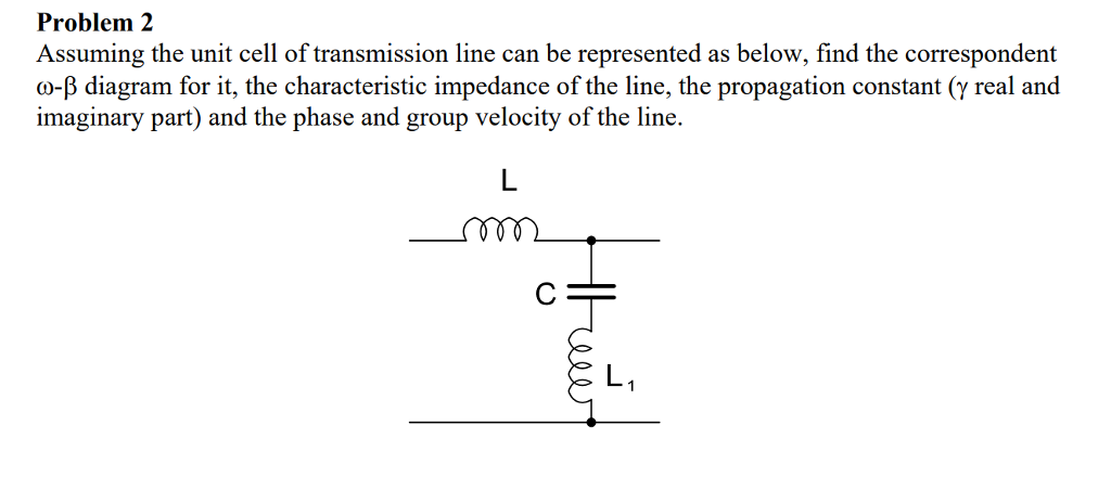 Solved Problem 2 Assuming the unit cell of transmission line | Chegg.com