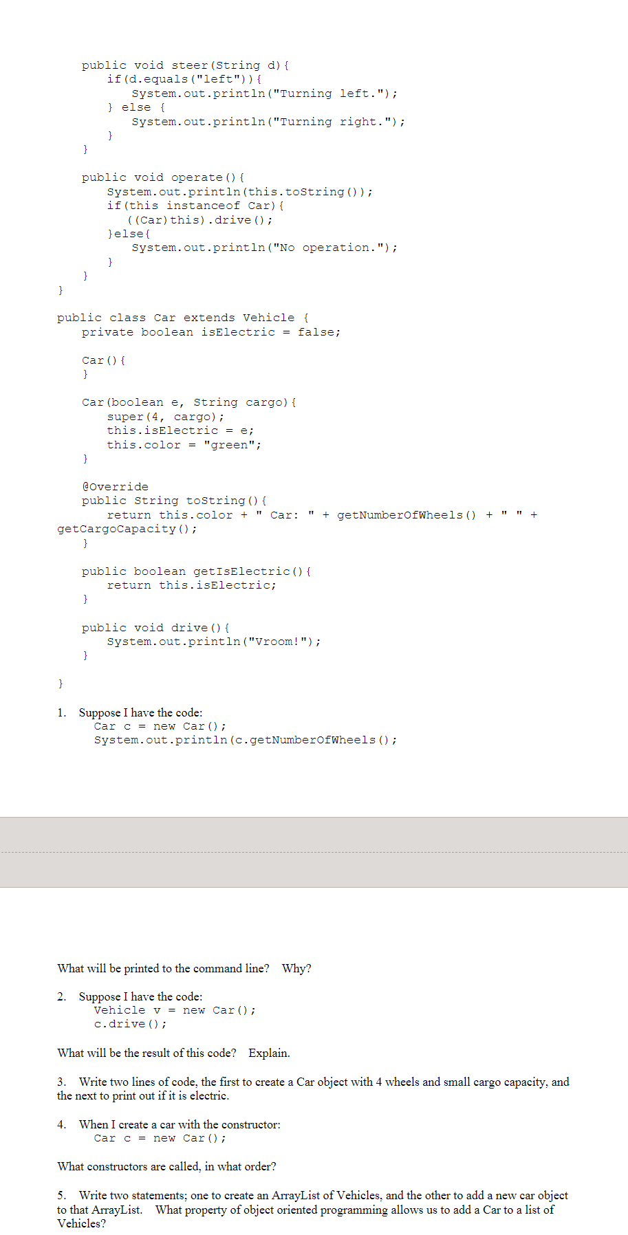 Solved = public class Vehicle { private int numberofwheels = | Chegg.com