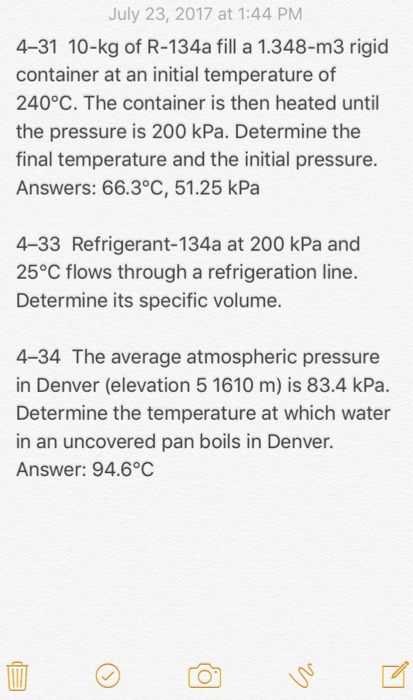 Solved 10-kg of R-134a fill a 1.348-m3 rigid container at an | Chegg.com