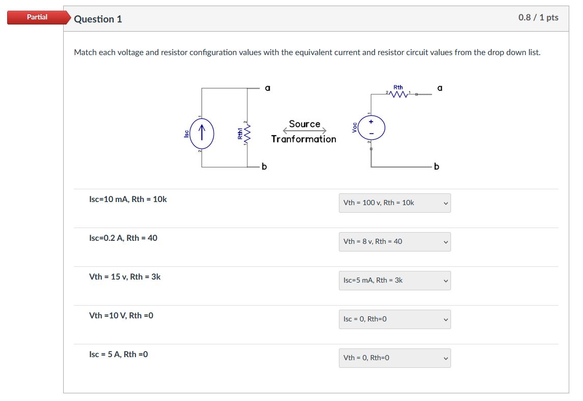 Solved Question 1Match each voltage and resistor | Chegg.com