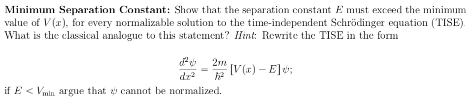 Solved Minimum Separation Constant: Show that the separation | Chegg.com