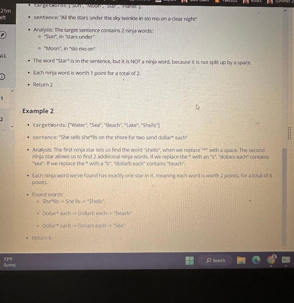 Solved A ninja word is a word which hides in a sentence: it | Chegg.com