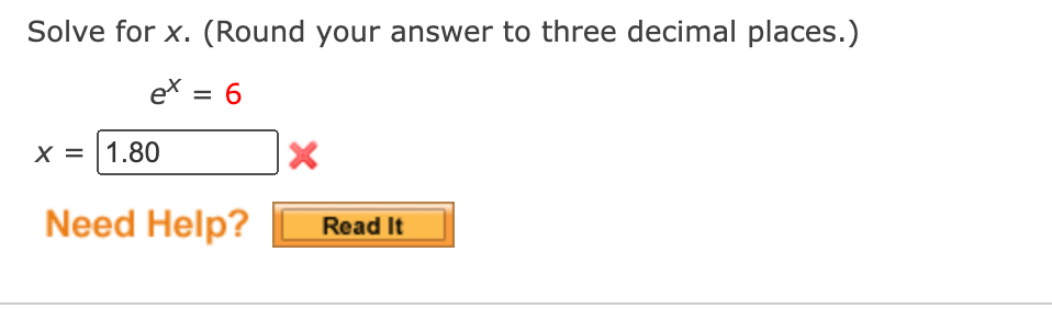 Solved Solve for x. (Round your answer to three decimal | Chegg.com