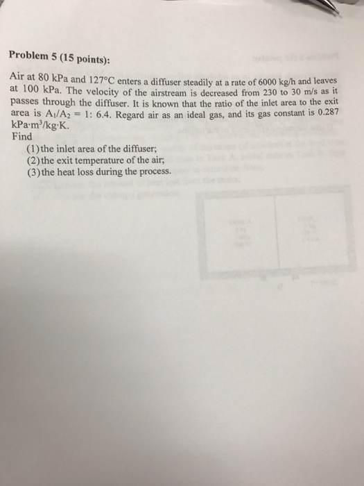 Solved Air at 80 kPa and 127 degree C enters a diffuser | Chegg.com