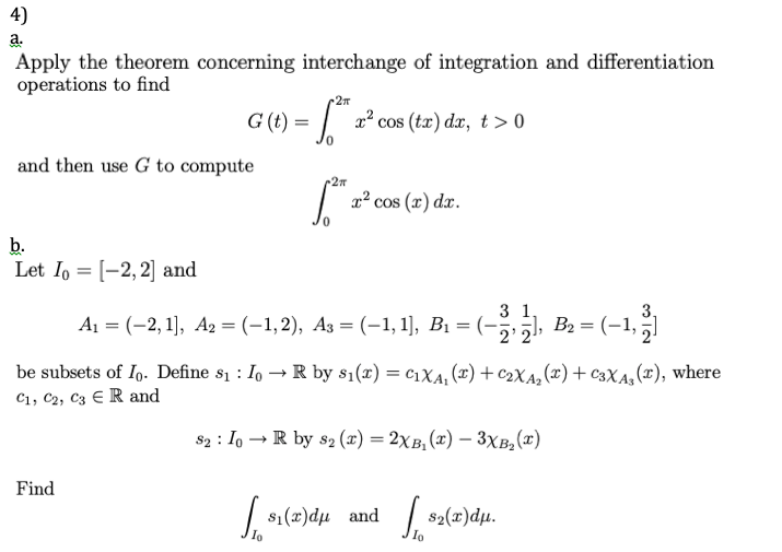 Solved a. Apply the theorem concerning interchange of | Chegg.com