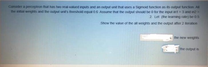Solved Consider a perceptron that has two real valued inputs | Chegg.com