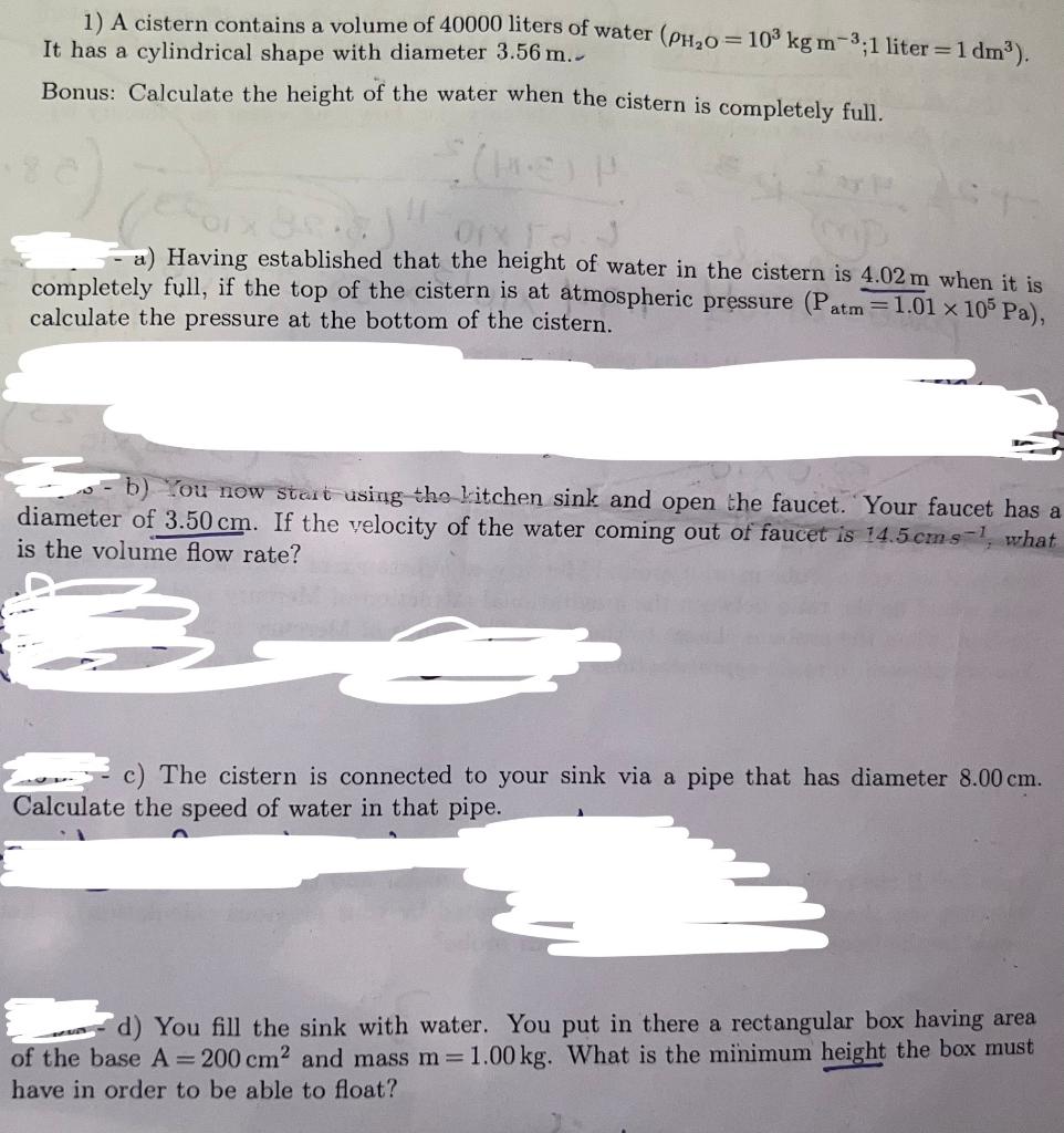 Solved 1) A cistern contains a volume of 40000 liters of | Chegg.com