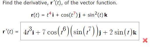 Solved Find the derivative, r′(t), of the vector function. | Chegg.com