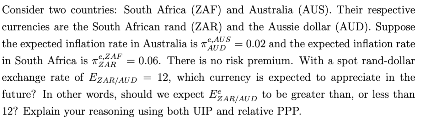 Solved Consider two countries: South Africa (ZAF) and | Chegg.com