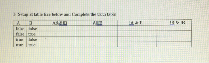 Solved 3. Setup at table like below and Complete the truth | Chegg.com