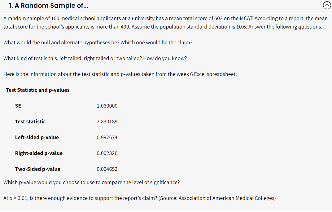 Solved A random sample of 100 medical school applicants at a | Chegg.com