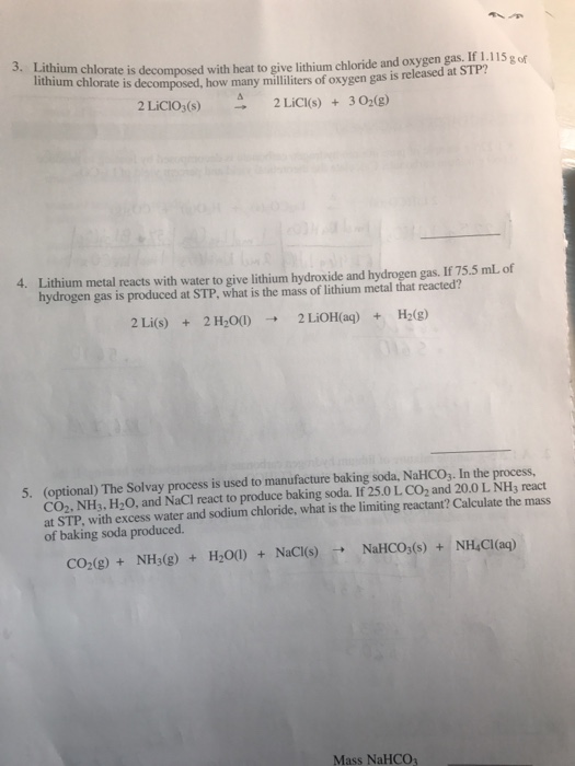 Solved Lithium chlorate is decomposed with heat to give | Chegg.com