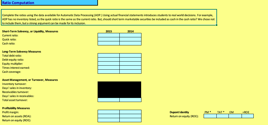 Solved Ratio Computation Complete the ratios using the data | Chegg.com
