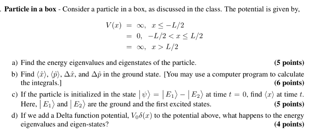 Solved Particle in a box - Consider a particle in a box, as | Chegg.com