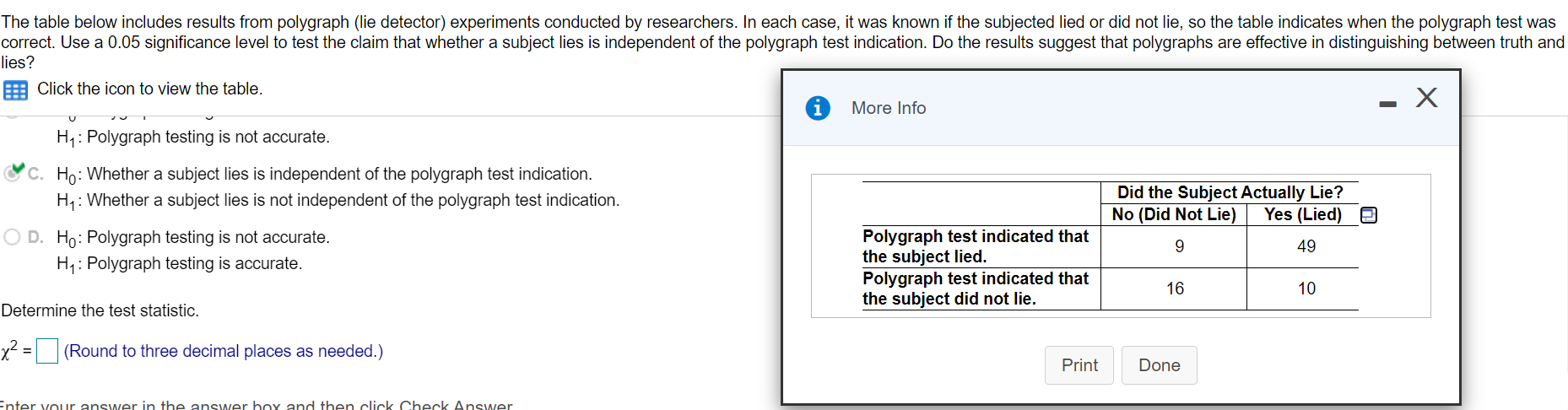 Solved The table below includes results from polygraph (lie | Chegg.com