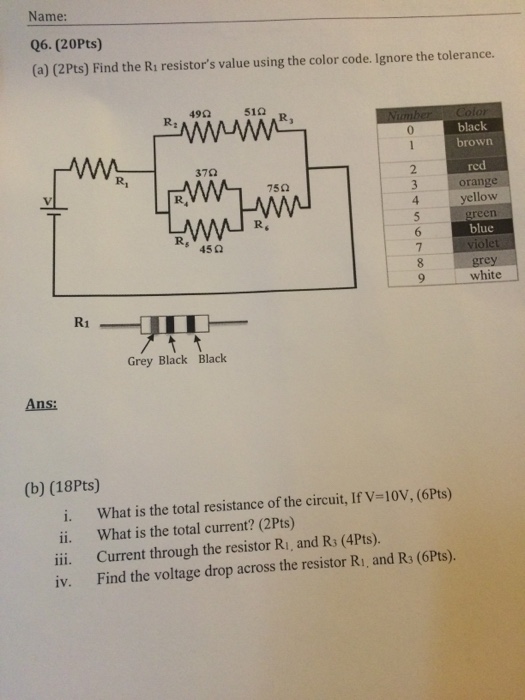 Solved Find the R_1 resistor's value using the color code. | Chegg.com