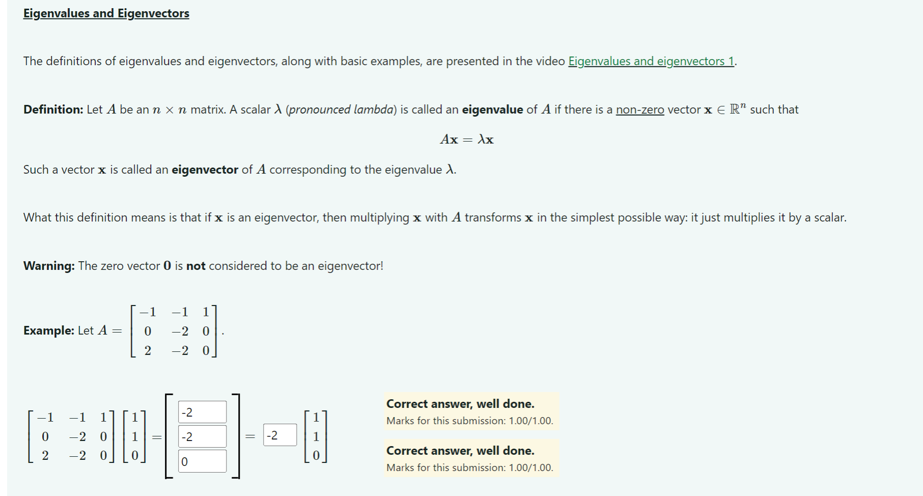 Solved The definitions of eigenvalues and eigenvectors, | Chegg.com