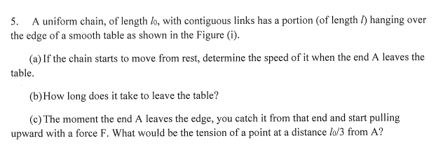 Solved 5. A uniform chain, of length lo, with contiguous | Chegg.com