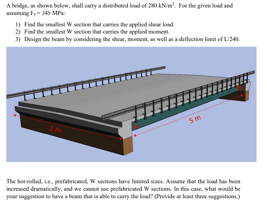 Solved A bridge, as shown below, shall carry a distributed | Chegg.com