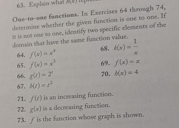 Solved One-to-one functions. In Exercises 64 through 74, | Chegg.com