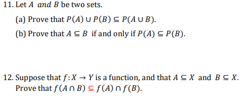 Solved 11. Let A and B be two sets. (a) Prove that | Chegg.com