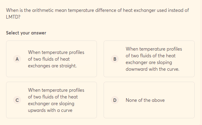 Solved When is the arithmetic mean temperature difference of | Chegg.com